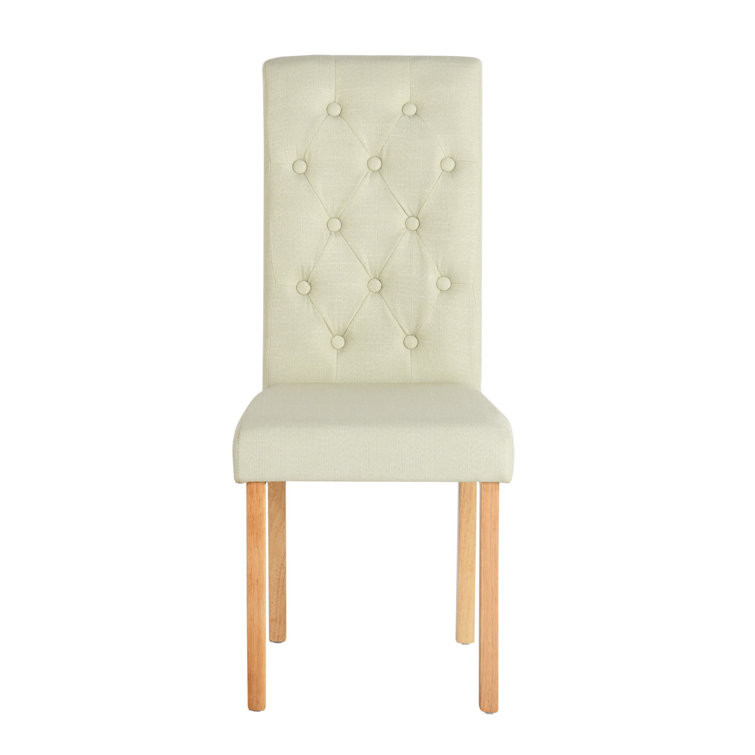 Dianette 47cm H Tufted Linen Upholstered Parsons Chair in Beige